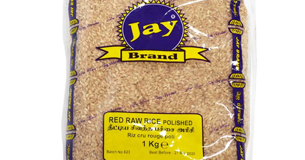 Red Raw Polished Rice (1 kg) - Jay - தீட்டிய சிவப்பு பச்சை அரிசி